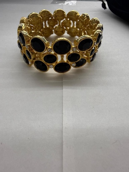 Joan Rivers Classics Collection Gold-Tone Bracelet with Black and Clear ...