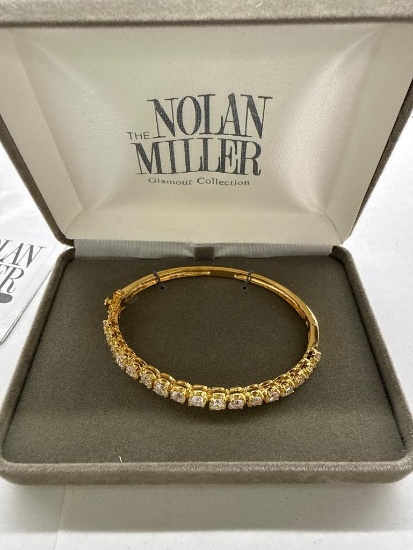 Nolan Miller Glamour Collection Gold-Tone Bracelet with Crystal Accents ...