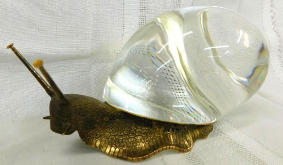 Steuben Glass Snail - Sterling Silver Base - Designed By Paul Schultze ...