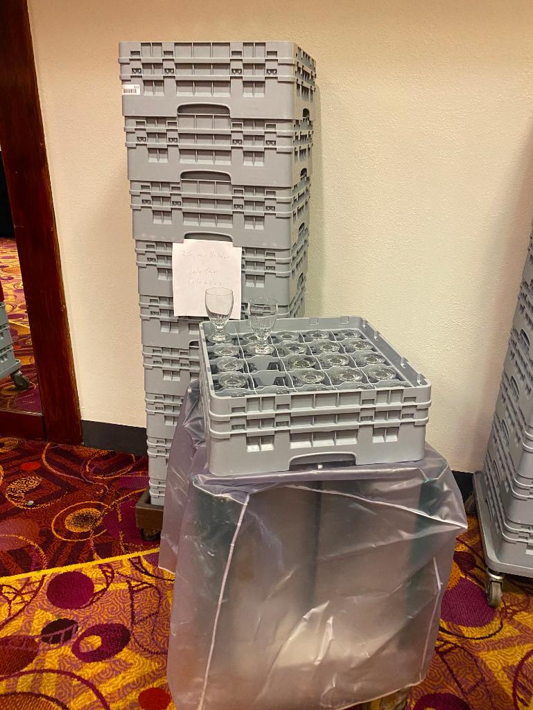 225 12 oz Goblet Glasses / Water Glasses, 9 Racks | Proxibid