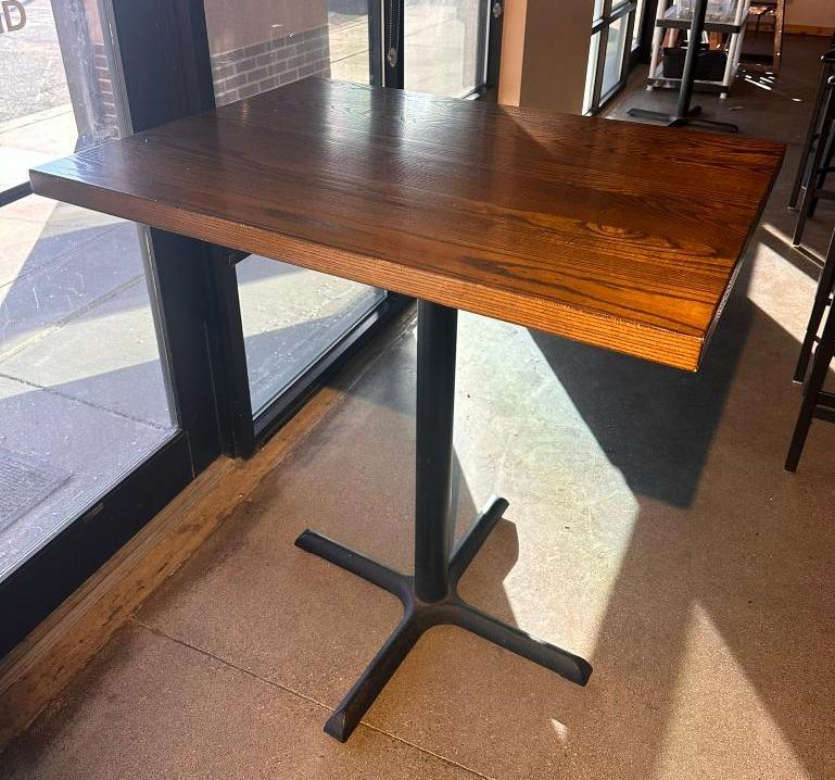 Solid Wood Top Restaurant High-Top Table, Double | Proxibid