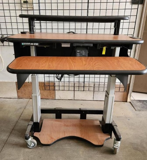AFC Industries Ergomatic Adjustable Desk, 2-Tier Mobile Electric Rising ...