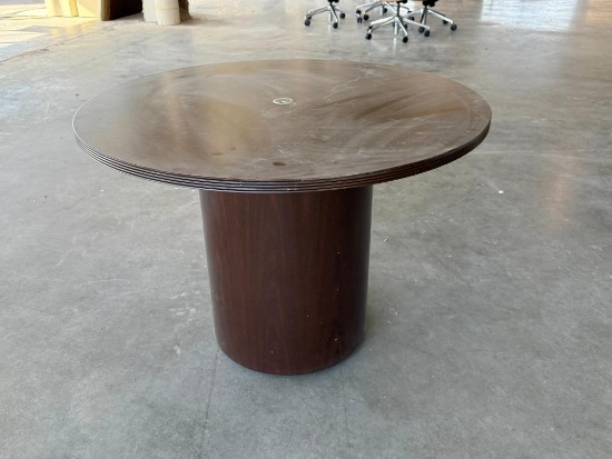 Barrel Shaped Base, Round Office Table, 42in Dia., 30in H, Laminate ...