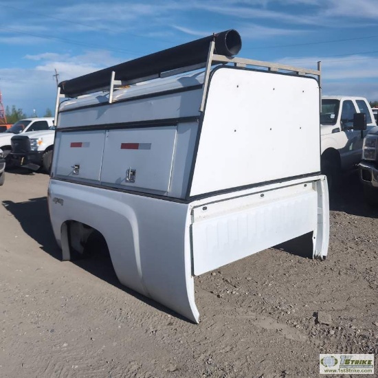 PICKUP TRUCK BED, GM, 8FT, WITH LEER UTILITY TOPPER, LADDER RACK ...
