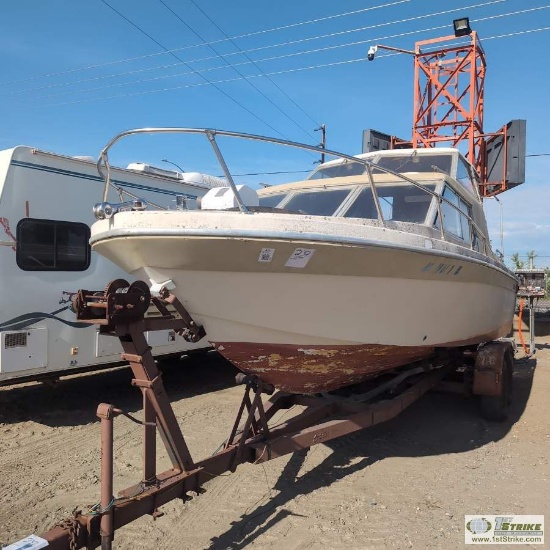 BOAT, REINELL MODEL RV-2500 CABIN CRUISER, 24FT FIBERGLASS HULL, 8FT ...