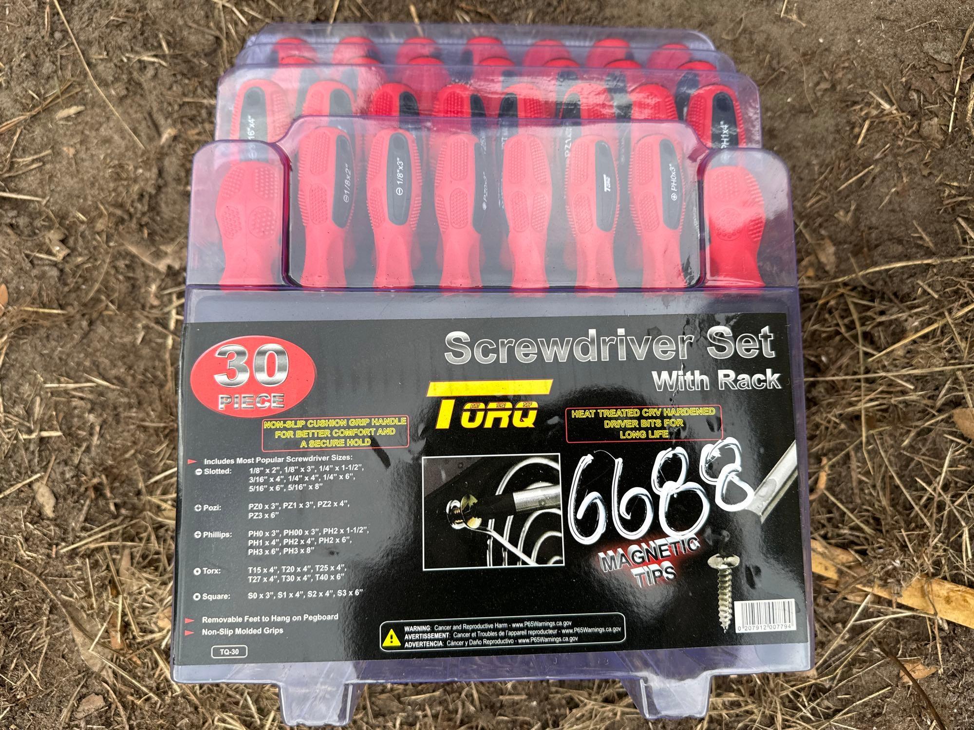 30 PC TORQ SCREWDRIVER SET W/ STORAGE RACK NEW | Proxibid