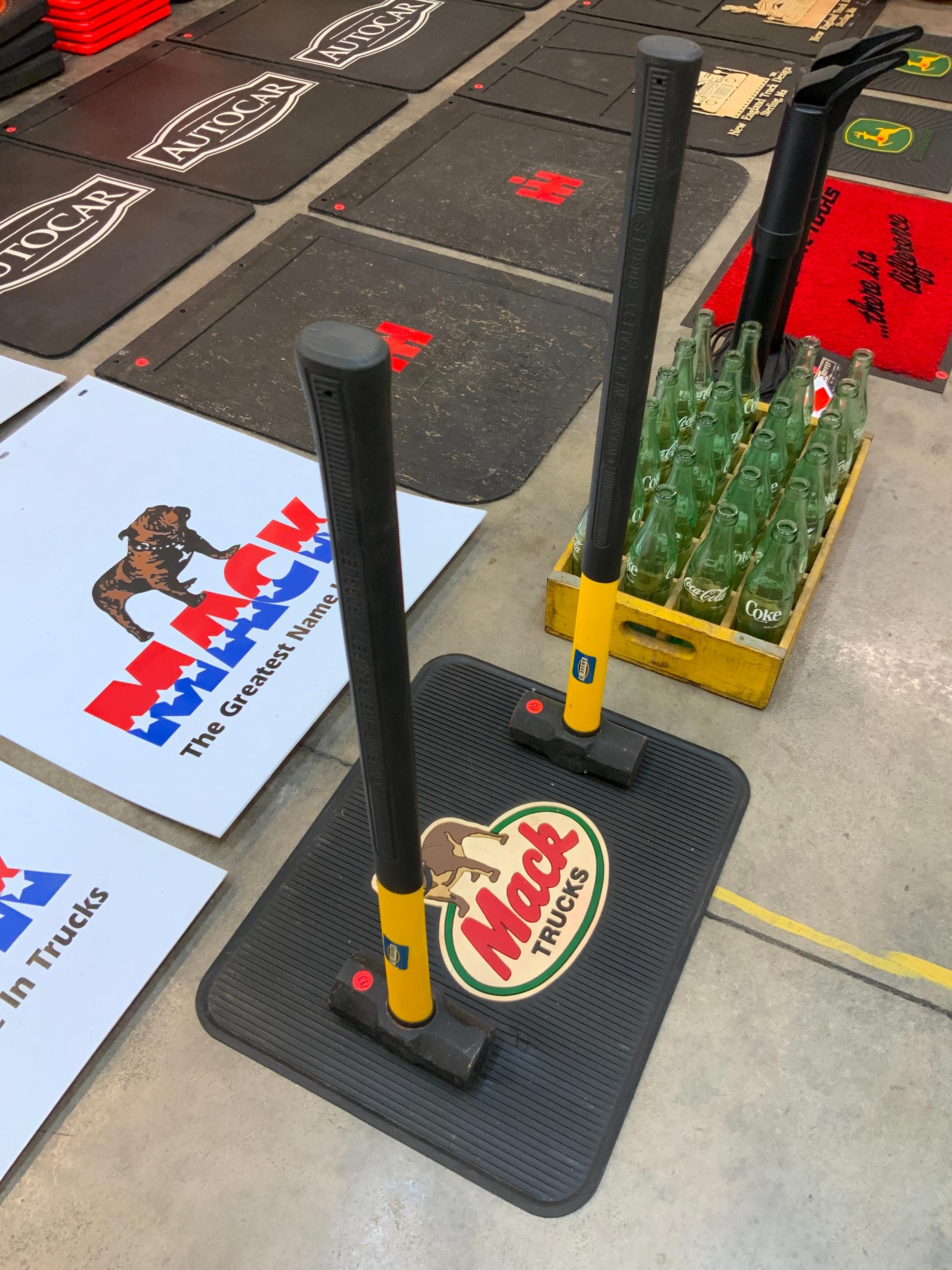 (2) BROWN SLEDGE HAMMERS & MACK BULLDOG FLOOR MAT | Proxibid