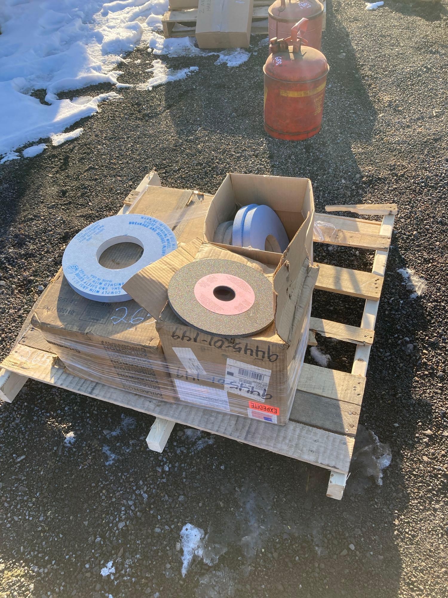 NEW PALLET OF GRINDING WHEELS NEW SUPPORT | Proxibid