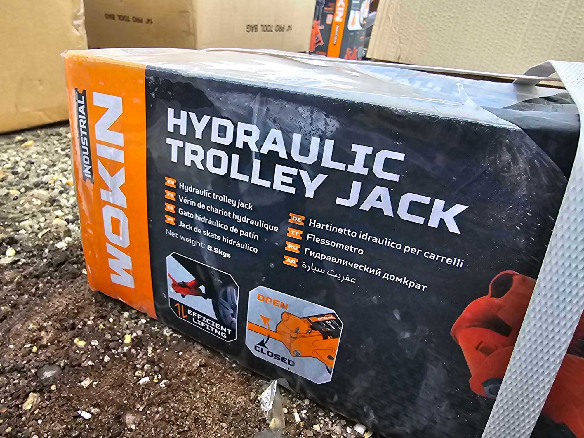 NEW WOKIN 2 TON TROLLEY JACK NEW SUPPORT | Proxibid