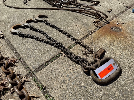 3FT. X 1/4IN. 3-LEG LIFTING CHAIN WITH HOOK & TAG SUPPORT EQUIPMENT ...