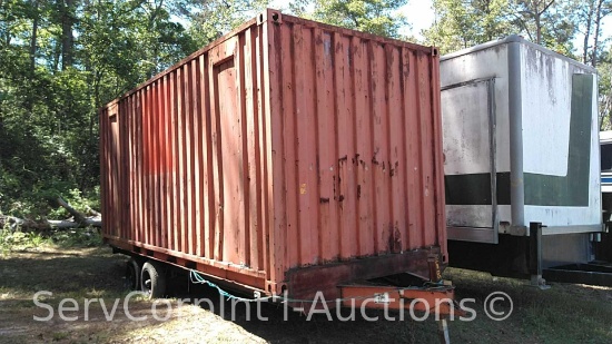 20' Storage Container on homemade double axle, rear tires are not ...
