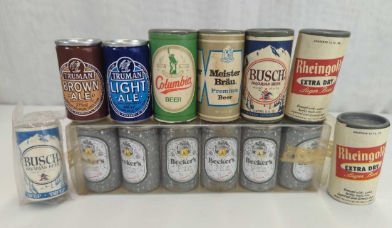 MINI BEER CANS BUSCH, TRUMAN, COLUMBIA, MEISTER BRAU, RHEINGOLD, BECKER ...