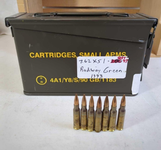 7.62X51 RADWAY GREEN 1993 - 97 ROUNDS IN SMALL AMMO CAN | Guns ...