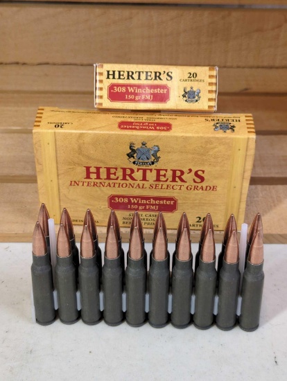 HERTER'S INTERNATIONAL SELECT GRADE .308 WINCHESTER, 150 GR. FMJ 40 ...