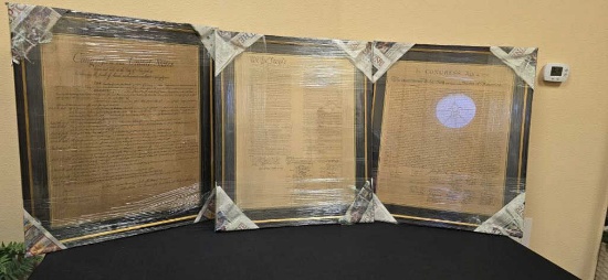 (3) Framed Historic Document Reproductions | Online Auctions | Proxibid