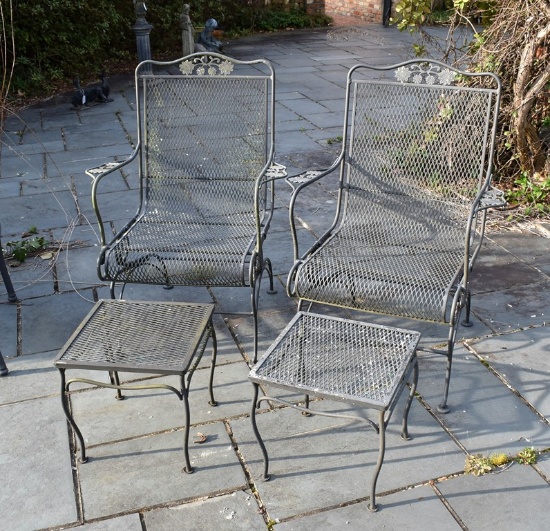 Set of Woodard Briarwood Wrought Iron Patio Spring Rocker Chairs and ...