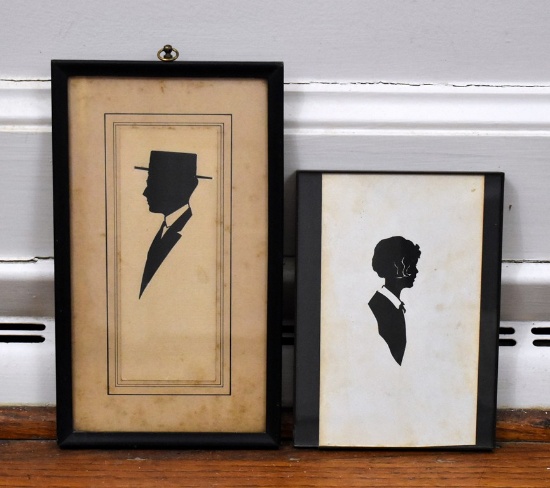 Two Vintage Early 20th C. Silhouette Vignettes-- Man and Girl | Art ...