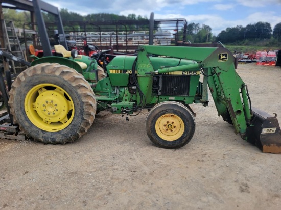 JOHN DEERE 2155 TRACTOR, FRONT END LOADER WITH 5' BUCKET, HOURS SHOWING ...