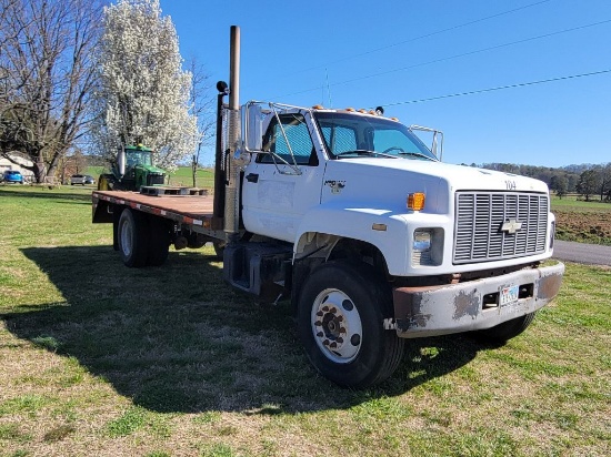 1996 CHEVROLET KODIAK 5500 FLATBED TRUCK, 6 SPEED CAT 3126, MILES ...