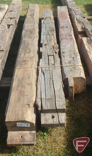 (3) Hand hewed oak beams, largest is 10x10, 11' | Proxibid