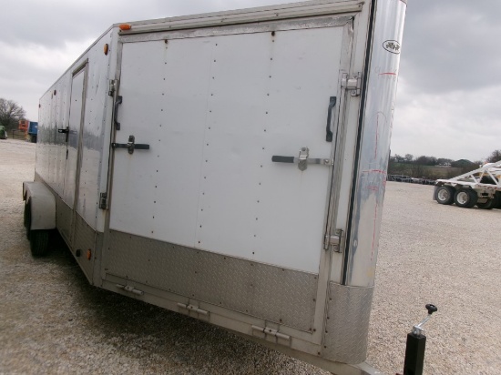 2004 R&R ENCLOSED CARGO/ATV TRAILER, 28' BUMPER PULL, V NOSE W/RAMP ...