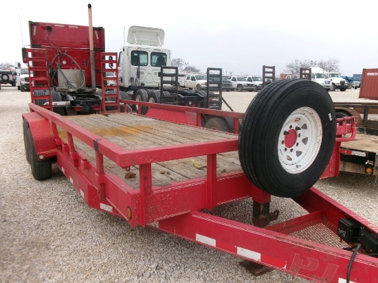 2013 PJ UTILITY FLATBED TRAILER, 20' BUMPER PULL, RAMPS, TANDEM AXLE ...