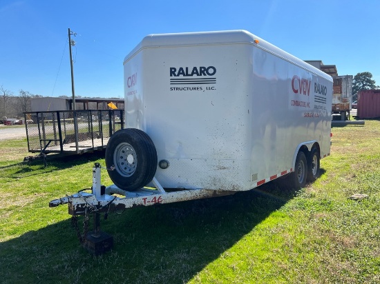 2009 CM 16' Enclosed Trailer, Tandem Axles, Ball Hitch, Side and Rear ...