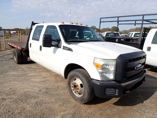 2013 FORD F350 FLATBED TRUCK, 208,239+ mi, CREWCAB, V8 GAS, AUTO, PS ...