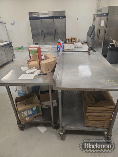 (3) STAINLESS STEEL ROLL AROUND TABLES W/ CONTENTS | Online Auctions ...
