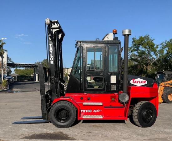TAYLOR BIG RED FORKLIFT MODEL TX160; DIESEL POWERED; ENCLOSED CAB ...
