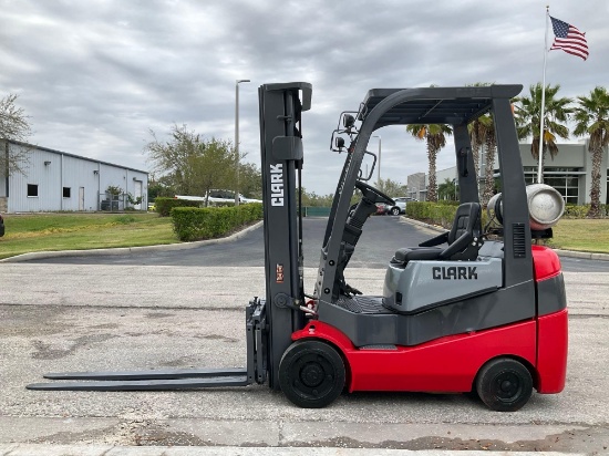 2019 CLARK FORKLIFT MODEL C18CL, LP POWERED, APPROX MAX CAPACITY 3300 ...
