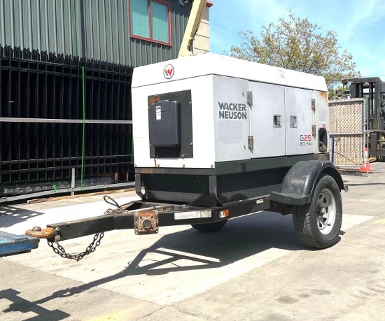 2017 WACKER NEUSON G25 GENERATOR, DIESEL, TRAILER MOUNTED, APPROX 19.5 ...