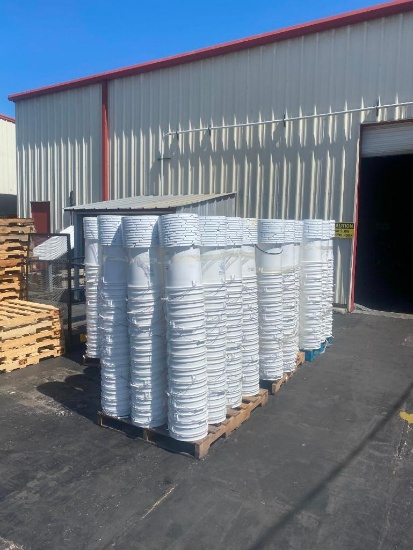 ( 8 ) PALLETS OF WHITE PLASTIC 5GALLON BUCKETS W/ LIDS, APPROX 144 ...