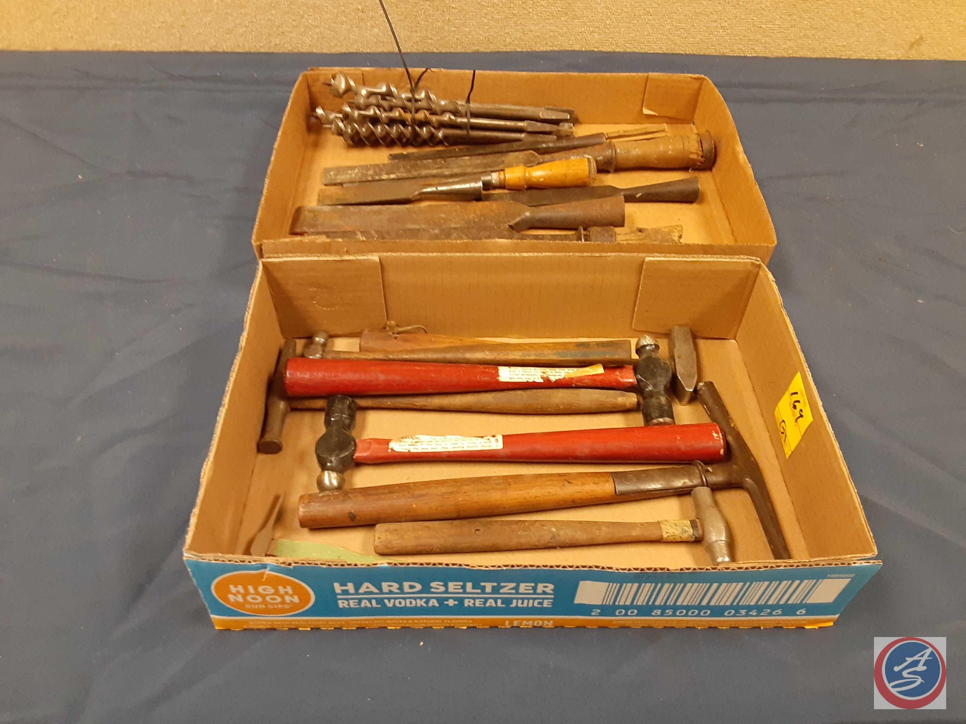 (2) Flats - Hammers, chisels, drill bits many | Proxibid