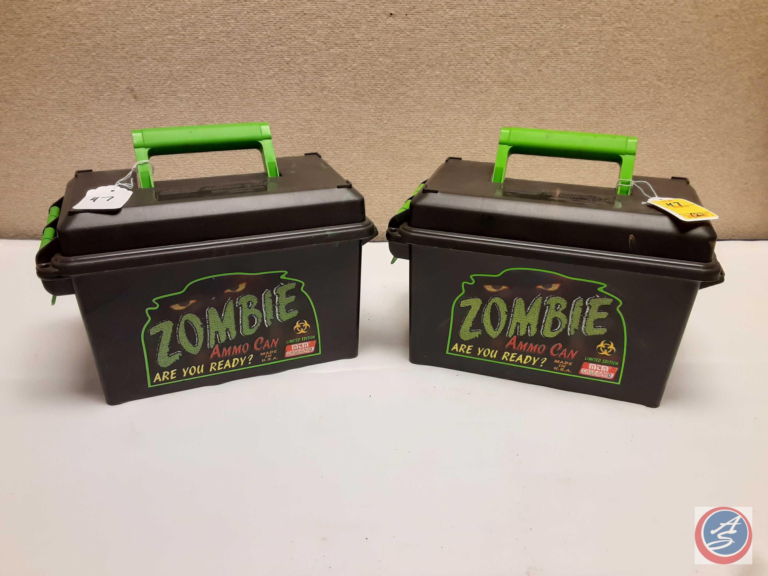 (2) Plastic Ammo Box Marked Zombie Ammo Can Are | Proxibid