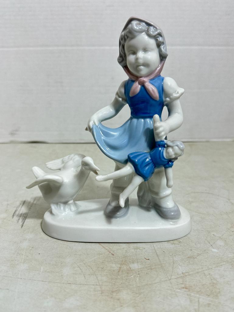 Vintage Girl With Goose and Doll Figurine Made In | Proxibid