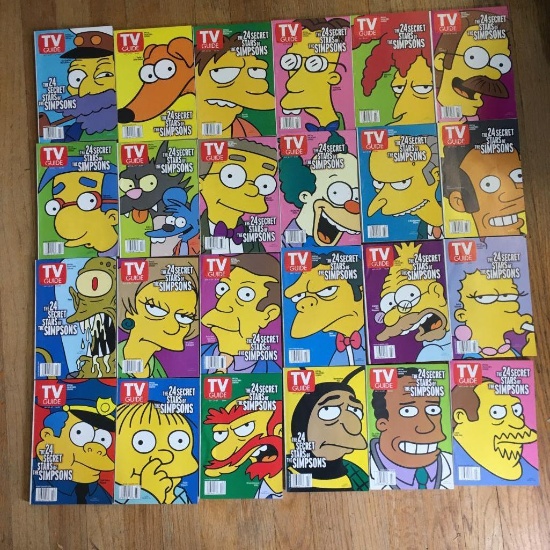 Group of Simpson "The 24 Secret Stars of the Simpsons" TV Guide Issues ...