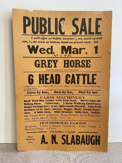 Vintage Paper Auction Sale Sign | Online Auctions | Proxibid