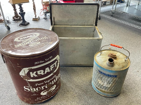 Group of 3 Vintage Metal Containers | Online Auctions | Proxibid
