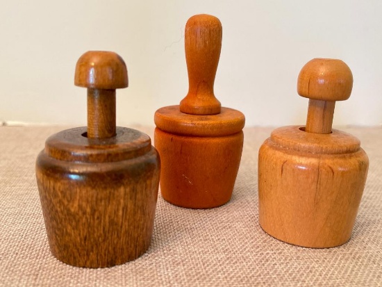 Collection of 3 Small Antique Wooden Butter Molds | Online Auctions ...