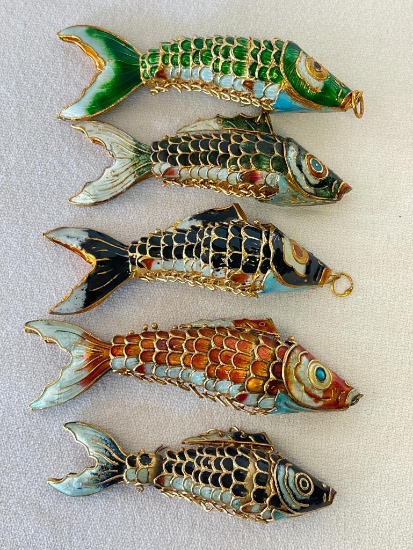 Vintage Chinese Cloisonne Enamel Articulated Koi Fish | Estate ...