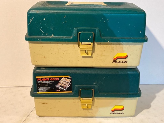 Pair of Plastic Plano Fishing Tackle Boxes with Contents | Heavy ...