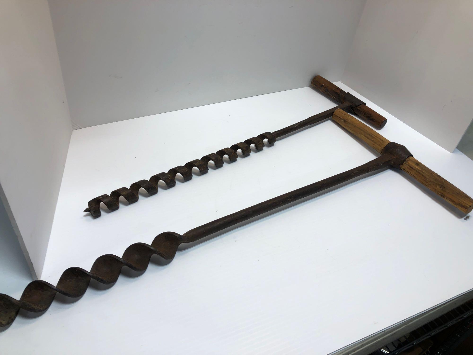 Vintage log T handle drills | Proxibid