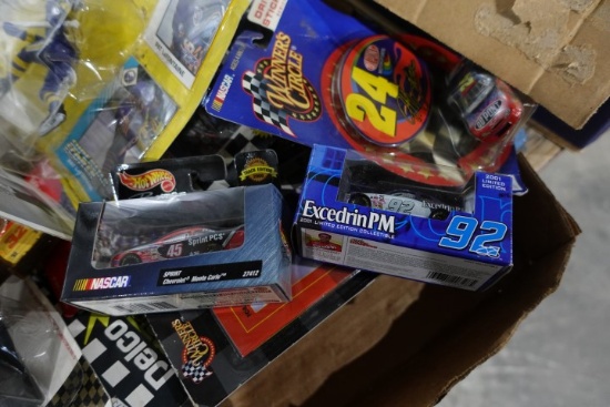 BOX LOT MOSTLY NASCAR TOY MINIATURE CARS WITH RACING CHAMPS HOT WHEELS ...