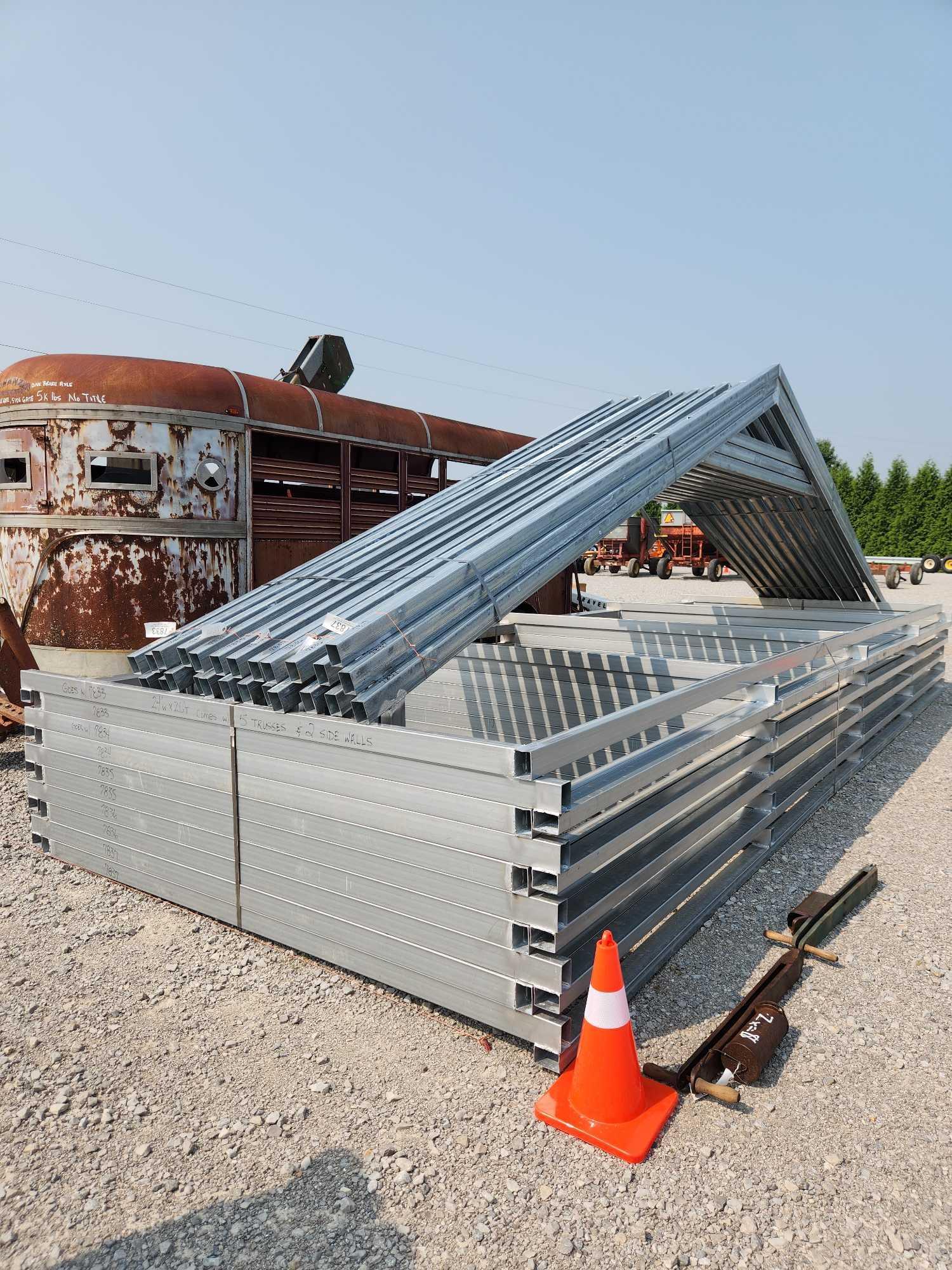 1- 24'W X 26'L X 8'T GALVANIZED BUILDING FRAME, 5 | Proxibid