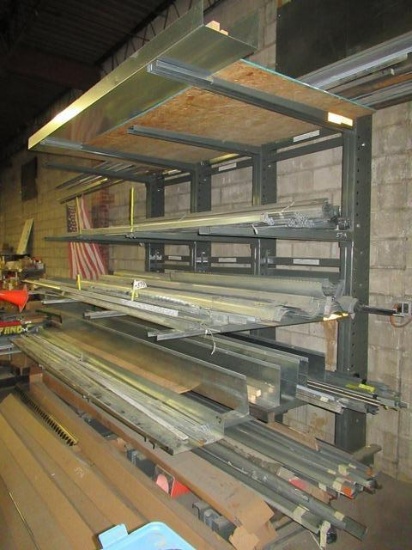 STEELTREE Cantilevered Steel Stock Rack and Contents, (4) 10' columns ...