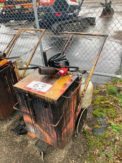 100# Propane Heated Walk Behind Tar Pot | Proxibid