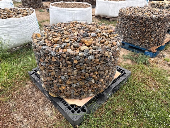 (1) Pallet of Landscape River Rocks in Wire Mesh Basket | Heavy ...