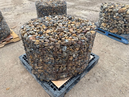 (1) Pallet of Landscape River Rocks in Wire Mesh Basket | Heavy ...