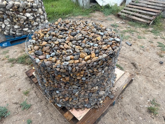 (1) Pallet of Landscape River Rocks in Wire Mesh Basket | Heavy ...